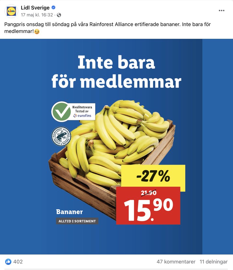Lidl dissar konkurrenten i senaste bananreklamen: "Inte bara för..."